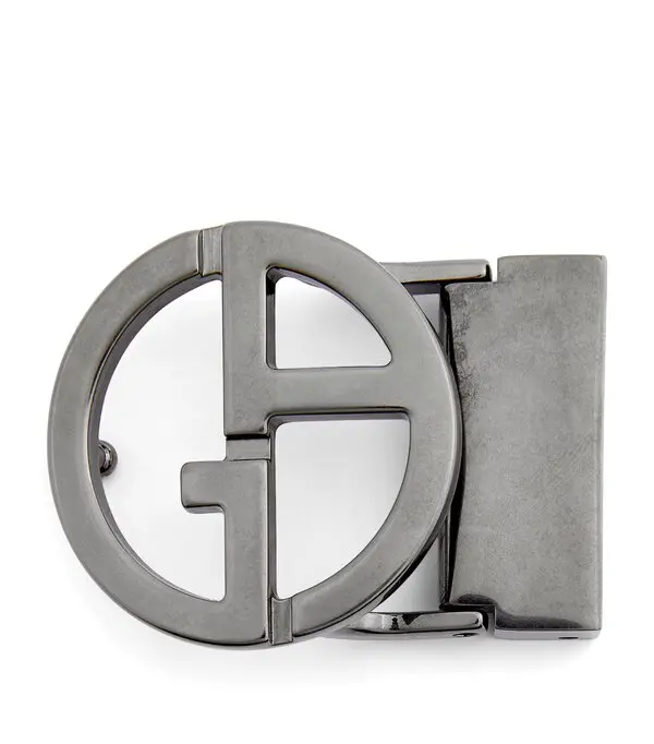 Giorgio Armani Ruthenium-plated Ga Logo Belt Buckle