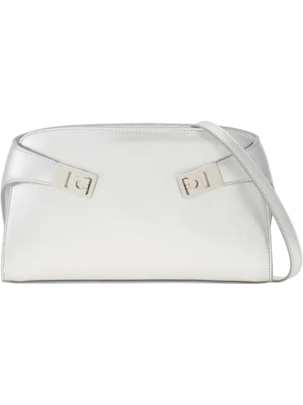 FERRAGAMO Metallic Hug Mini Crossbody Bag - Silver