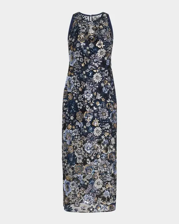Dress The Population Helena Floral Midi Dress - Navy Multi