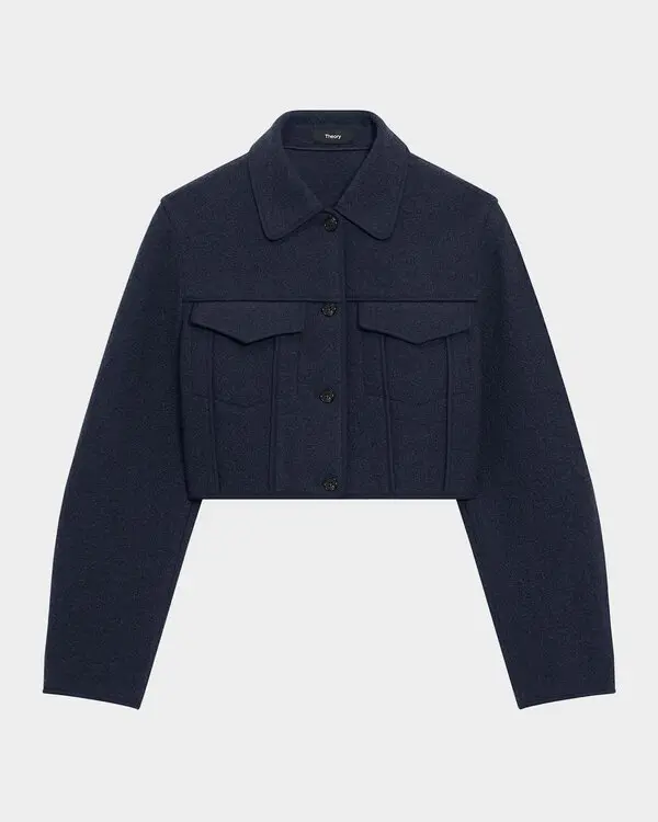 Theory Boucle Trucker Jacket - Nocturne Navy