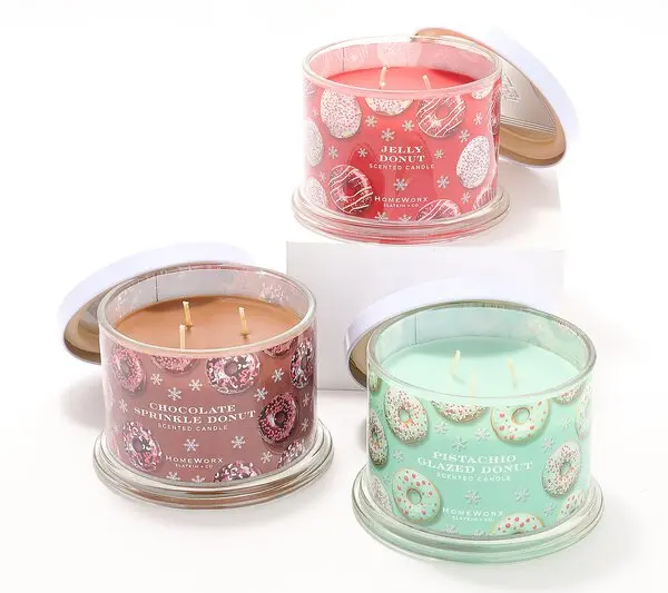 HOMEWORX BY SLATKIN + CO. As Is S/3 14oz Donutshoppe Candles