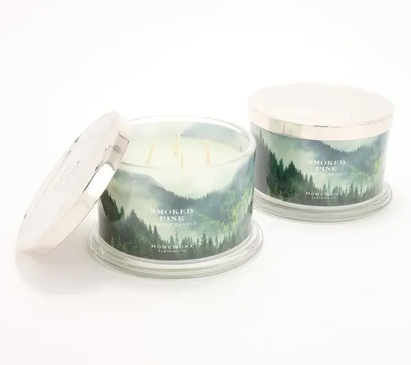 HOMEWORX BY SLATKIN + CO. S/2 Smoked Pine 18oz Candles