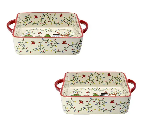 TEMP-TATIONS Seasonal S/2 9x9 Square Baker W/ Strap Style