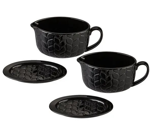 TEMP-TATIONS Carved Willow S/2 16-oz Gravy Boats W/ Lid-it