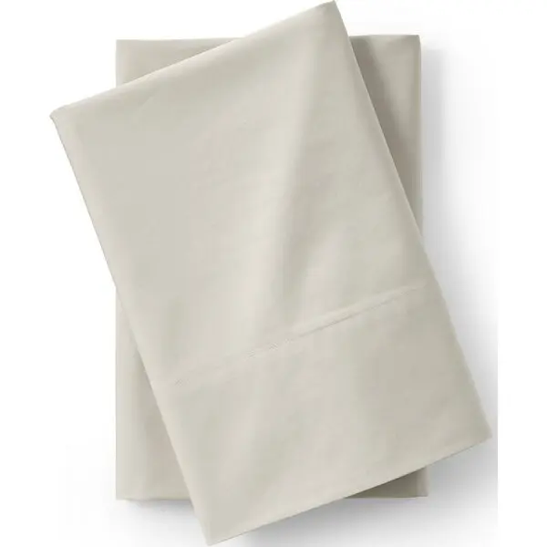 LANDS' END 400 Thread Count Organic Cotton Percale Pillowcases - Light Stone