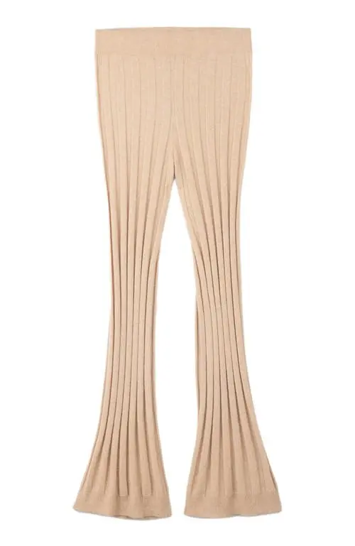 GOBI MONGOLIAN CASHMERE Textured Knit Cashmere Pants - Beige