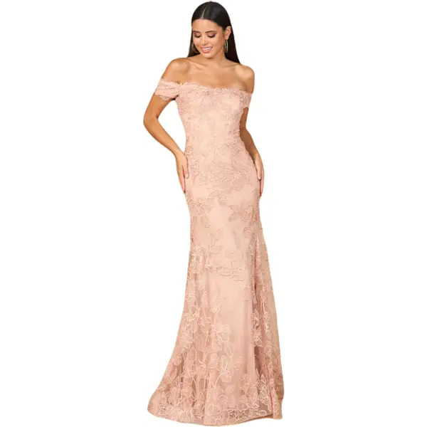 LARA NEW YORK Off-shoulder Lace Mermaid Gown