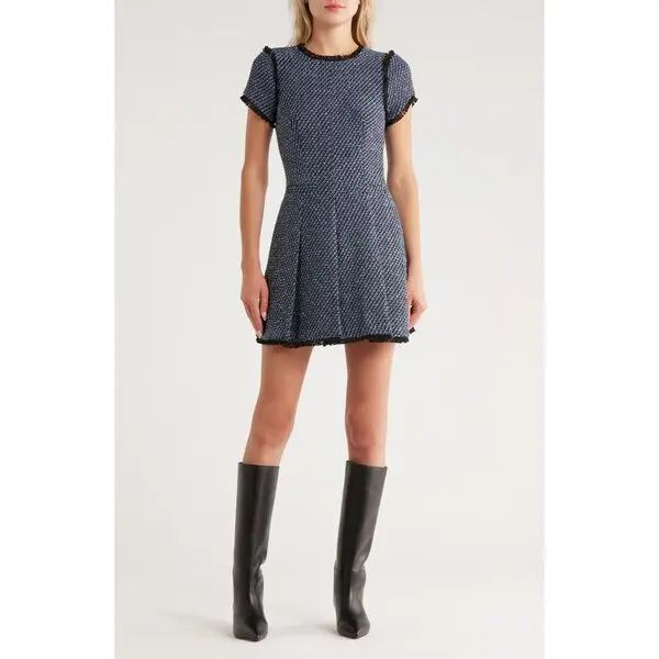 Cinq À Sept Nova Metallic Tweed Dress - Maritime/black