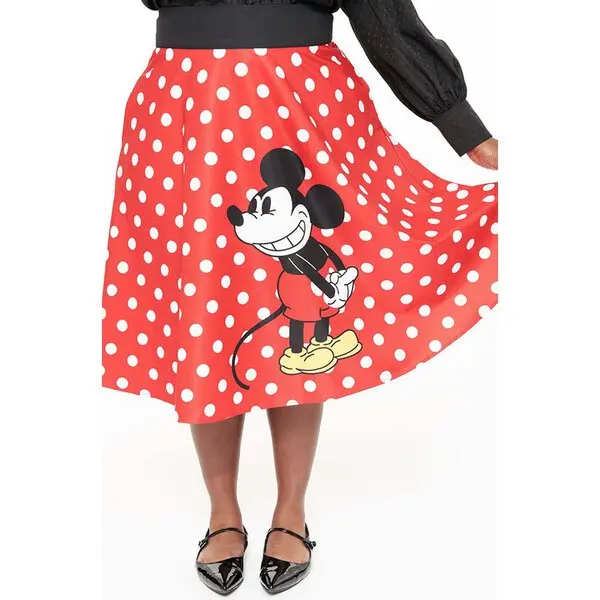 Unique Vintage Vivien Swing Skirt - Red White Dots