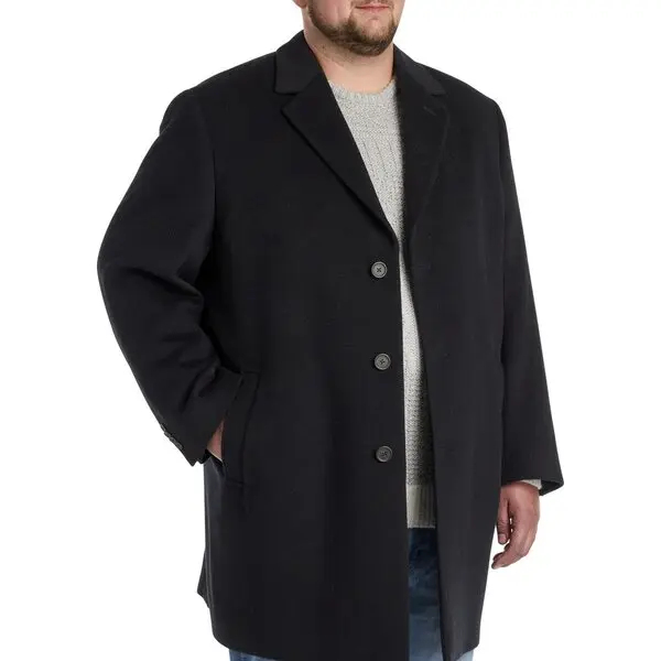 OAK HILL PREMIUM BY DXL Oak Hill Premium Wool-cashmere Blend Overcoat - Black
