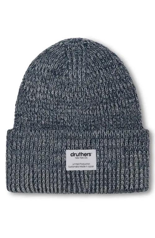 DRUTHERS NYC Merino Wool Knit Beanie - Navy Melange