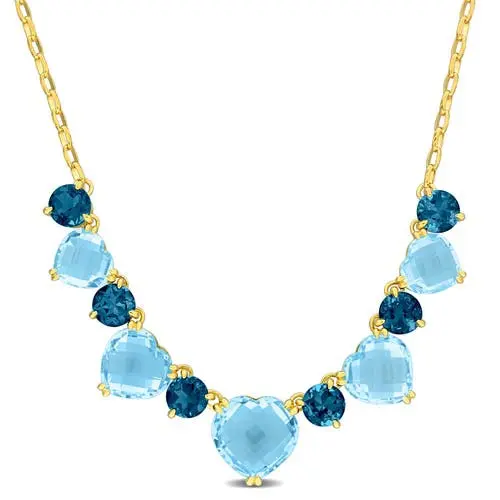 JULIANNA B. Heart And Round Cut Necklace - Blue Topaz