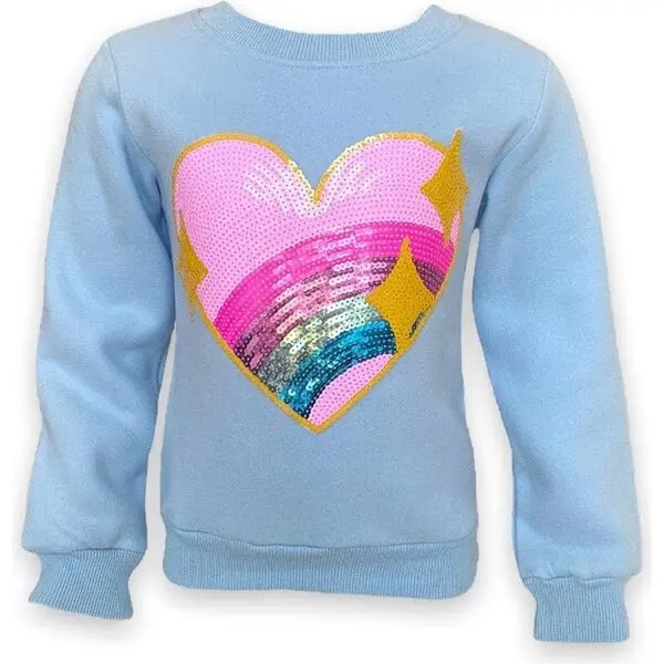 LOLA + THE BOYS Rainbow Heart Sequin Sweatshirt