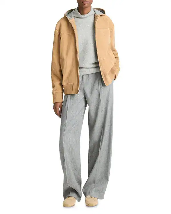 Vince Hooded Suede Jacket In Sable 75% Off Editorialist