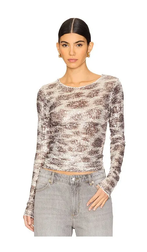 Free People X Intimately Fp Printed Gold Rush Long Sleeve - Alabaster Combo