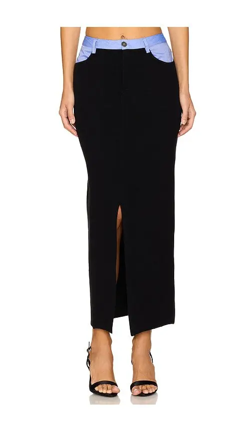 Naadam Cotton Cashmere Mixed Media Midi Skirt