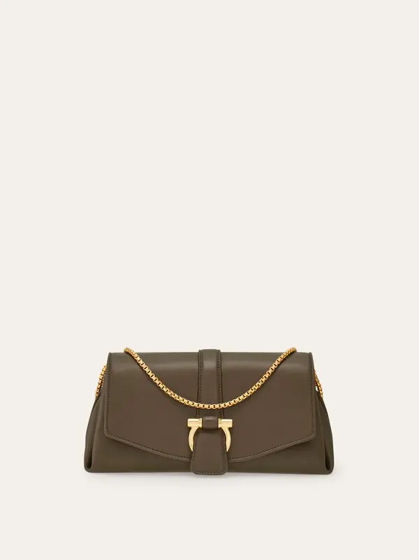FERRAGAMO Front Flap Crossbody Bag - Grey