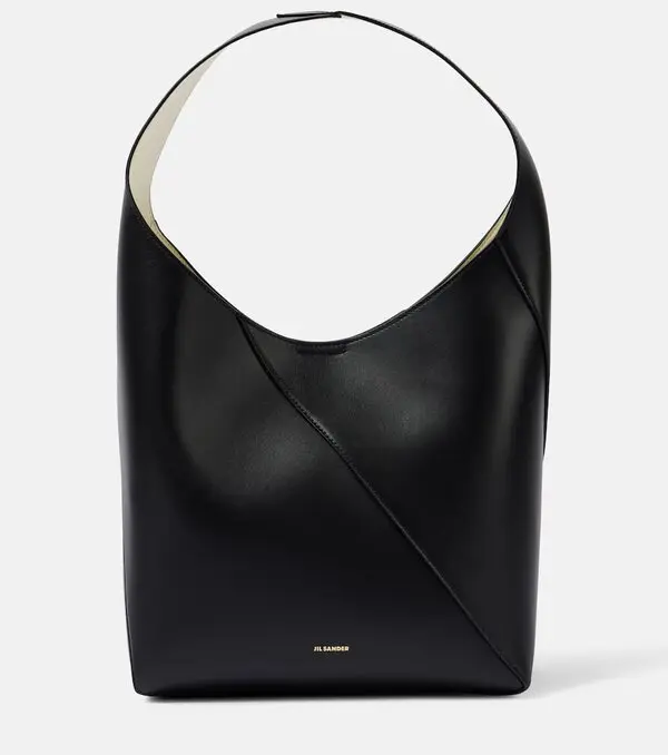 JIL SANDER Vertigo Medium Leather Tote Bag - Black