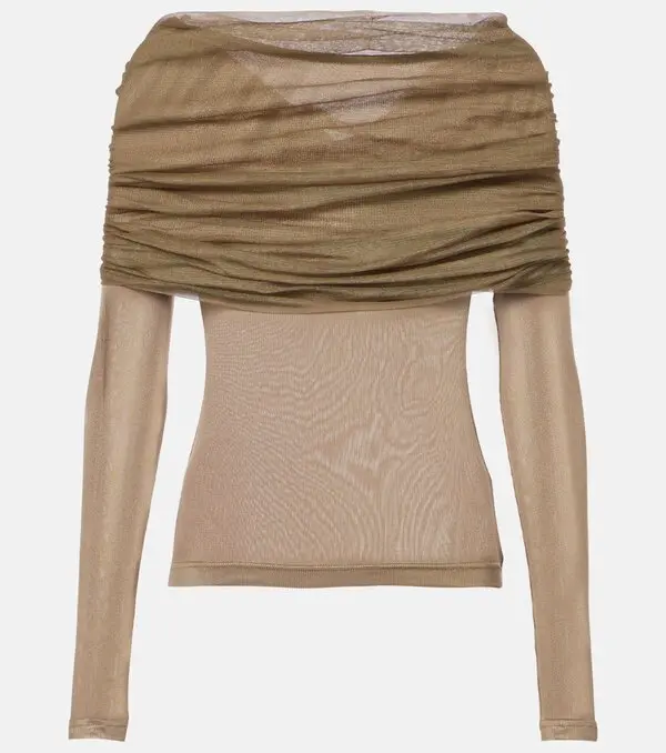 Christopher Esber Sonora Veiled Ruched Top - Green