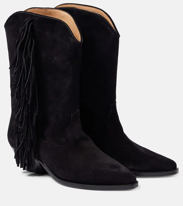 Isabel Marant Duerto Fringed Cowboy Boots - Black