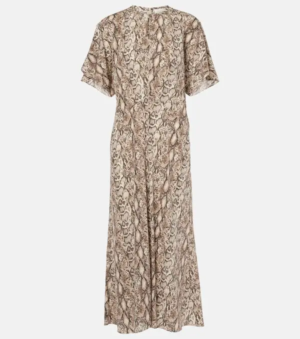 Isabel Marant Keany Printed Silk-blend Midi Dress - White