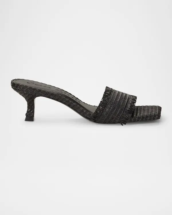 Cult Gaia Ada Frayed Mule Sandals - Black
