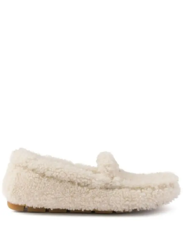 Prada Shearling Driving Shoes - Beige