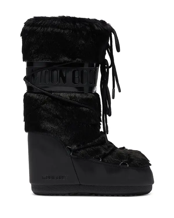 Moon Boot Icon Faux Fur Cold Weather Boots - Black