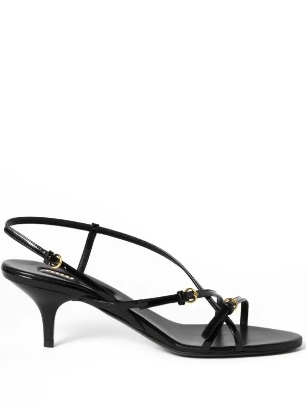Miu Miu 55cm Patent Leather Sandals - Black