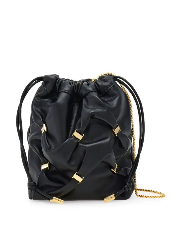 FERRAGAMO Mini Leather Bucket Bag - Black