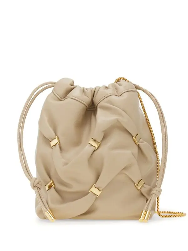 FERRAGAMO Mini Leather Bucket Bag - Neutrals