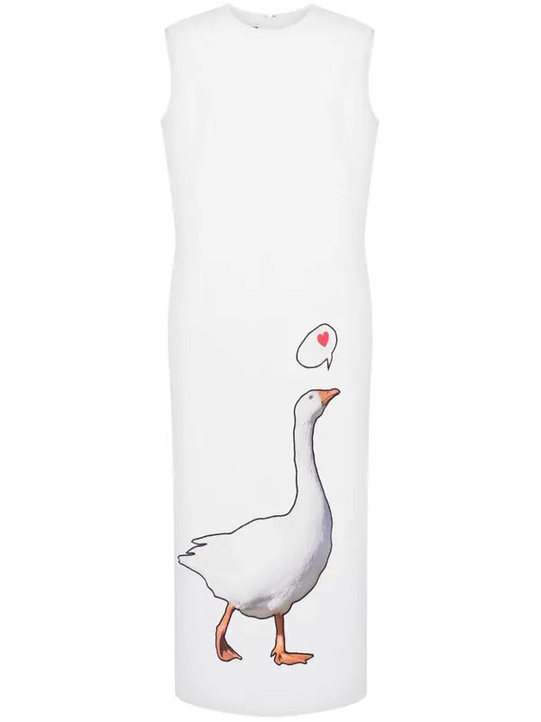 Moschino Goose-motif Midi Dress