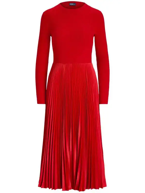 strapless open back dress long pleated knit dress red lacquer