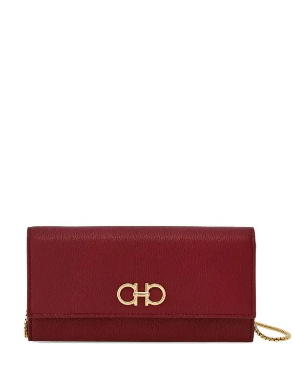 FERRAGAMO Gancini Wallet On Chain - Red