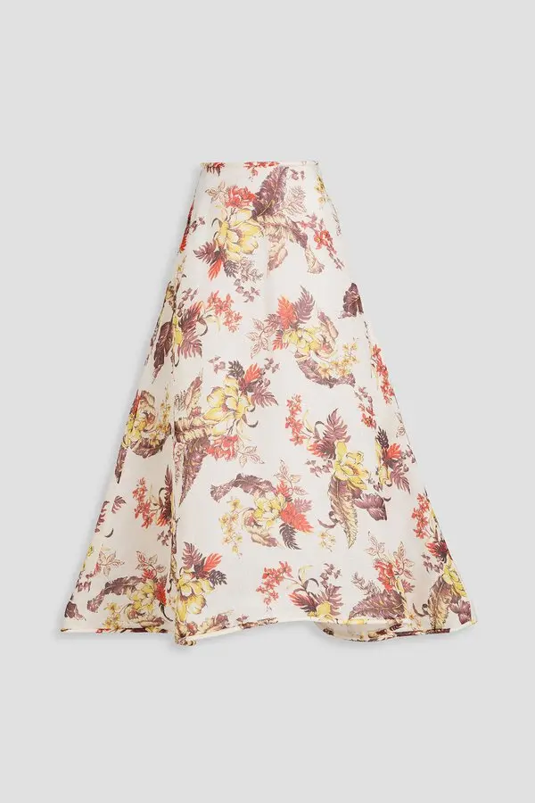 Zimmermann Floral-print Linen And Silk-blend Gauze Maxi Skirt