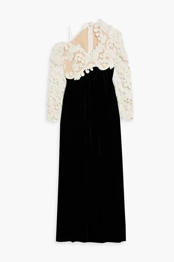 Zimmermann Appliquéd Tulle And Velvet Gown