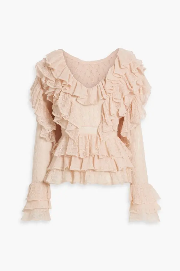 Zimmermann Ruffled Pointelle-knit Top
