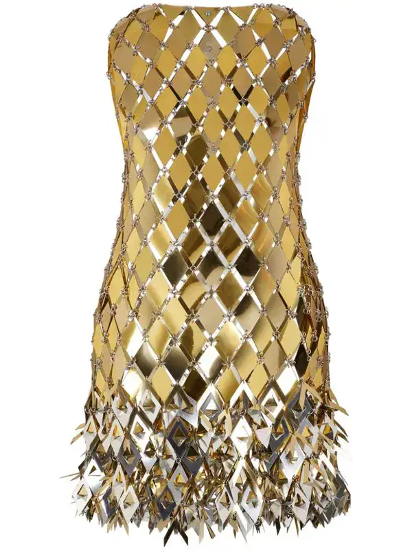 gold tassel mini dress Monika Dimova GOLD SEQUINNED TULLE-DETAIL MINI DRESS main image 0