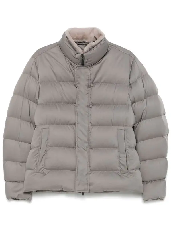 Herno Quilted Bomber Jacket Grey Editorialist