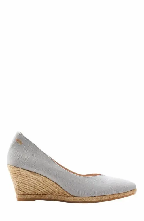 VISCATA Roses V-cut Canvas Espadrille Wedges - Ash Grey