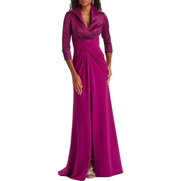 Tadashi Shoji Mixed Media Gown - Magenta
