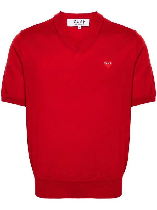 Play Comme Des Garcon Heart-patch Wool Jumper - Red