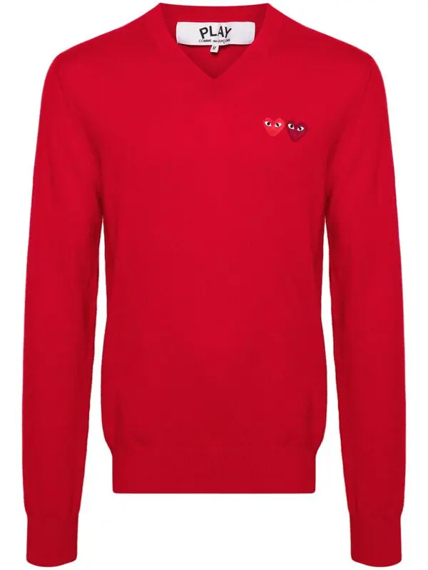 Play Comme Des Garcon Heart-patch Wool Jumper - Red