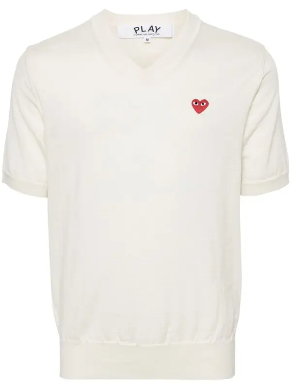 Play Comme Des Garcon Heart-patch Jumper - White