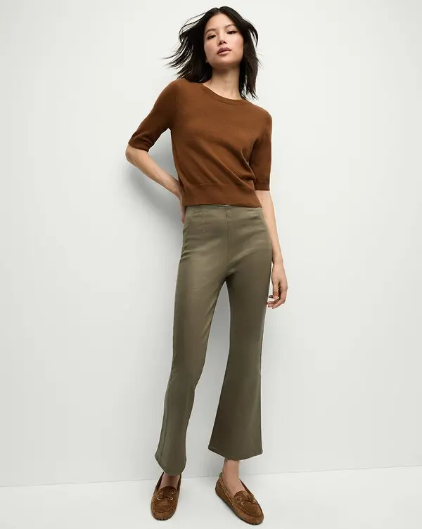 Veronica Beard Carson Coated Kick-flare Jean