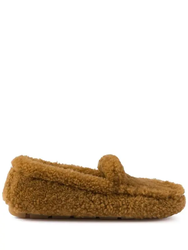Prada Shearling Driving Shoes - Brown