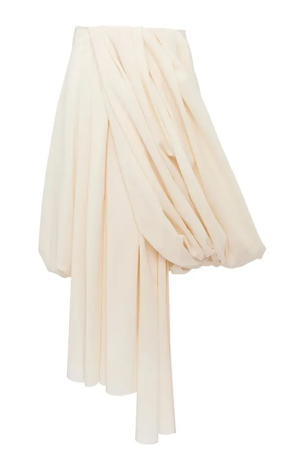 JW Anderson Draped Wool Crepe Midi Dress - Ivory