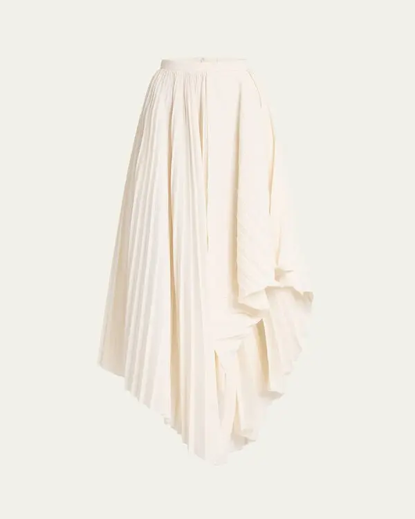Alexander McQueen Pleated Draped Midi Skirt - Ivory