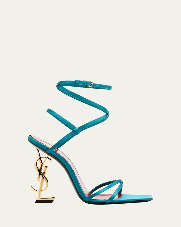 Saint Laurent 110mm Opyum Wrap-ankle Sandals - Blue