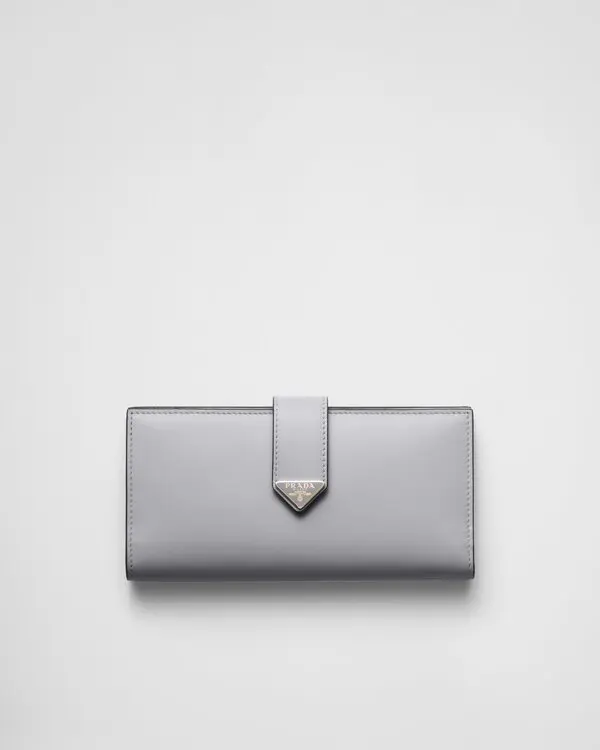 Prada Large Leather Wallet - Granite Gray